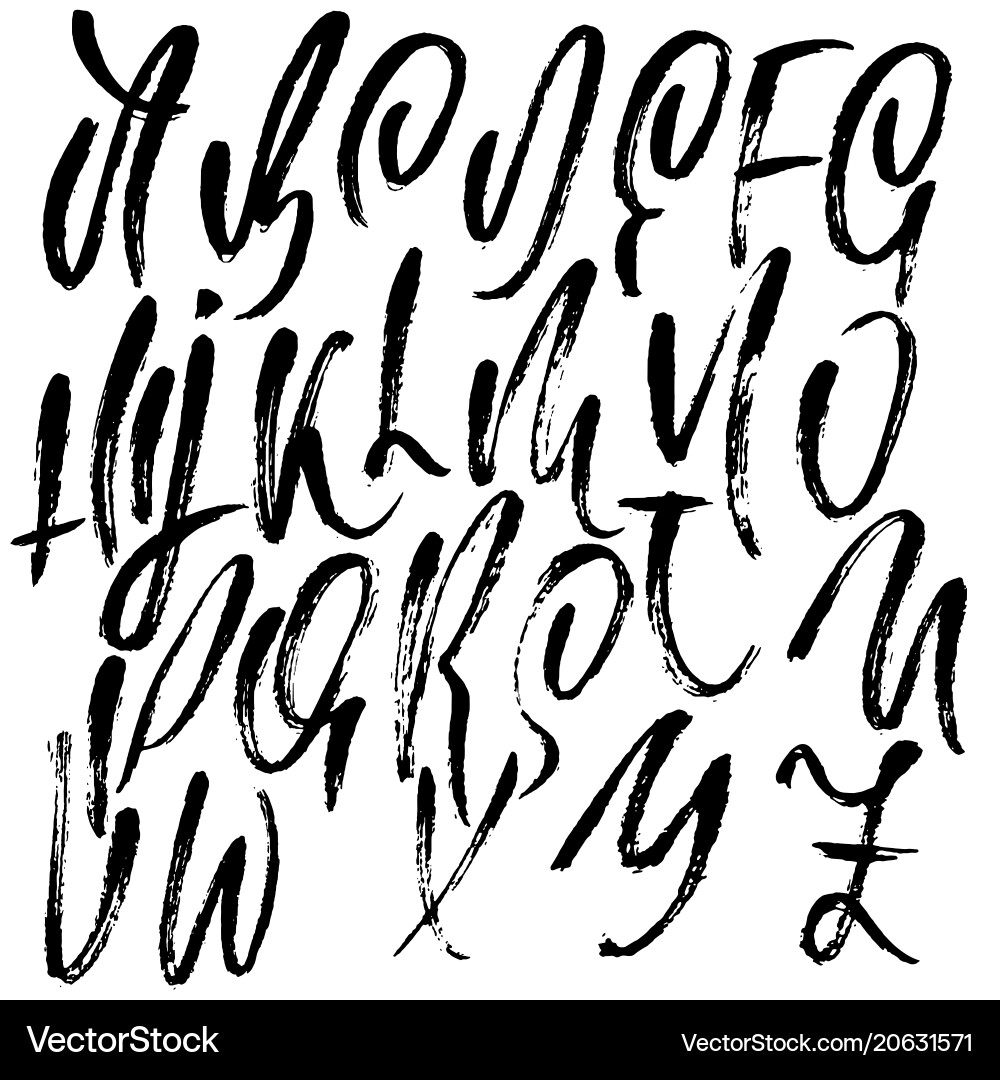 Handdrawn dry brush font modern lettering Vector Image