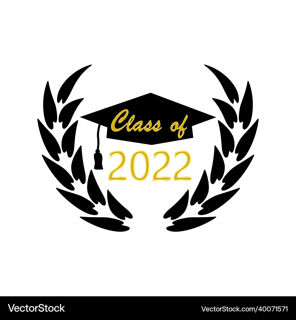 Senior 2022 graduation ceremony logo Royalty Free Vector