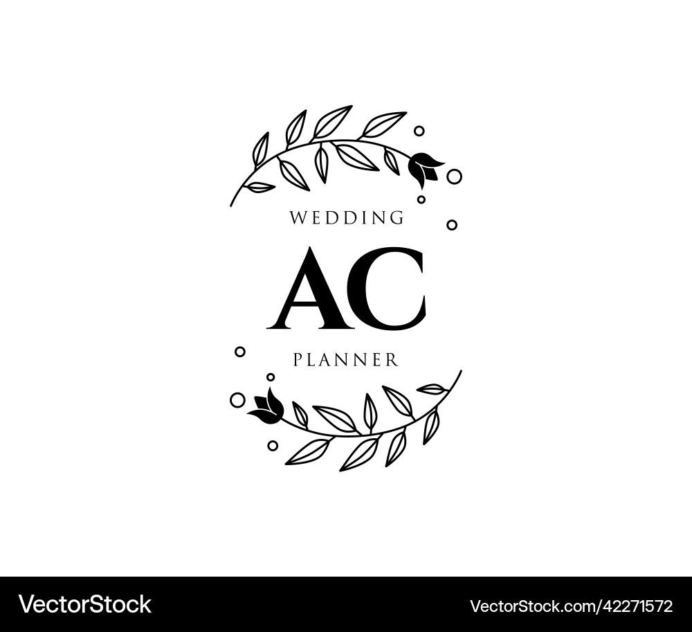 Ac Initialen Brief Hochzeit Monogramm Logos Vektorbild