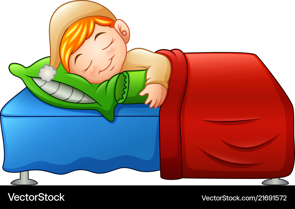 Cute Little Boy Sleeping in Bed Royalty Free Vector Image