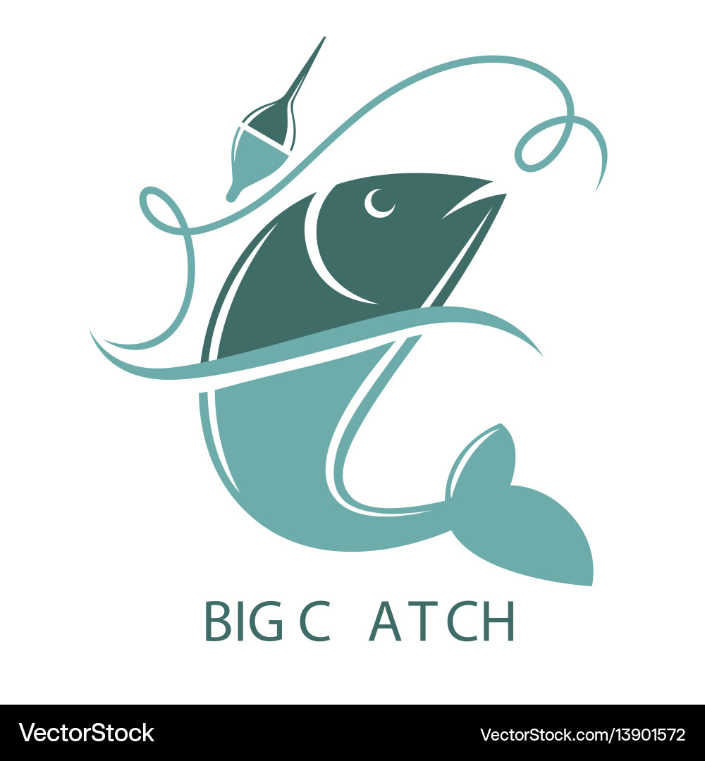 Fishing big fish catch isolated icon Royalty Free Vector