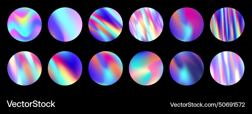 Iridescent holographic circles round Royalty Free Vector