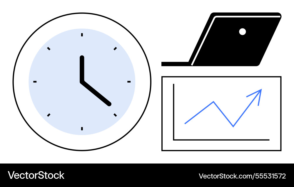 Maximizing productivity laptop graph and clock Vector Image