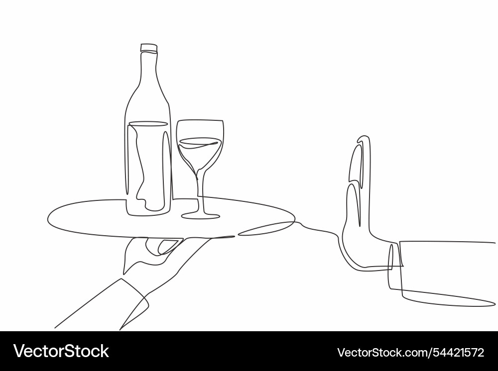 One line drawing a hand make stop gesture Vector Image