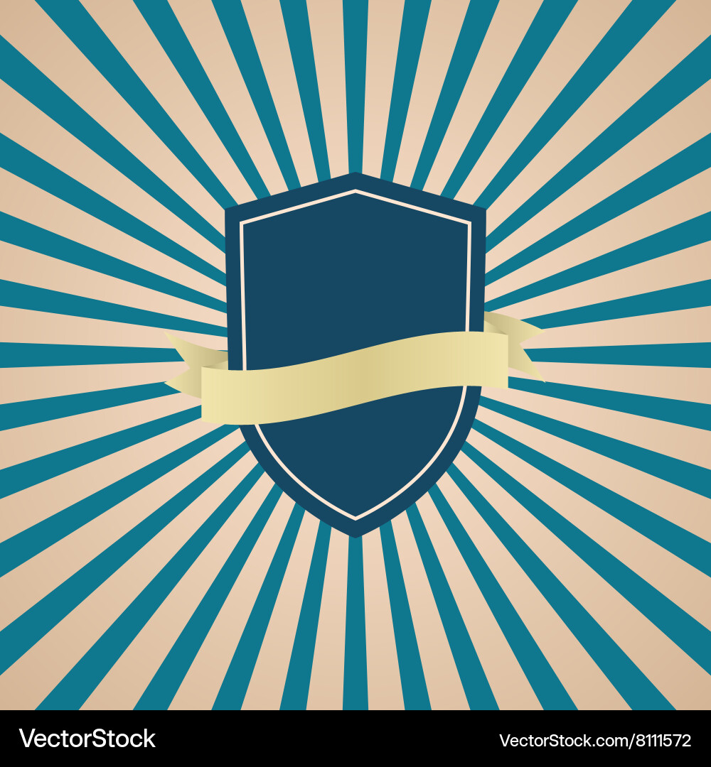 Retro vintage badge with blue sunrays background Vector Image