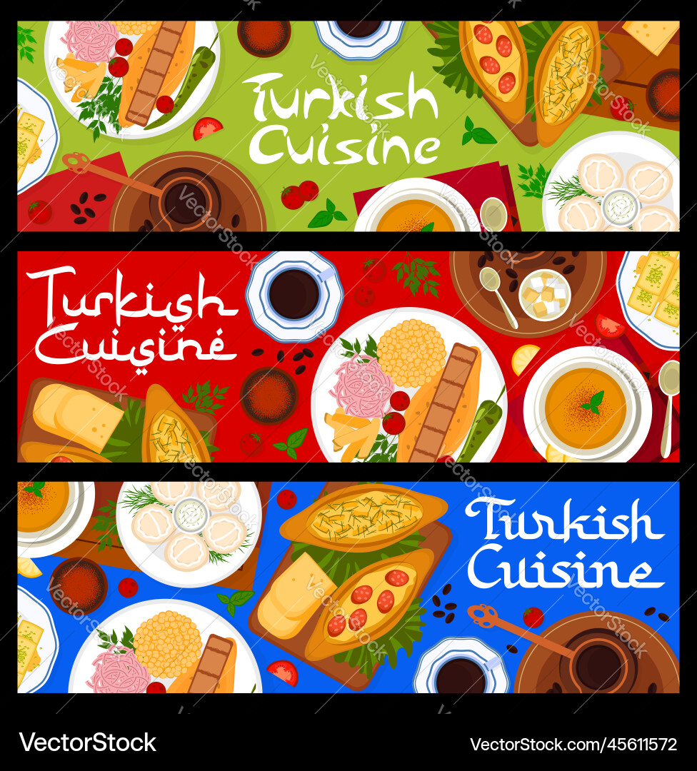 Turkish cuisine restaurant meals banners Vector Image