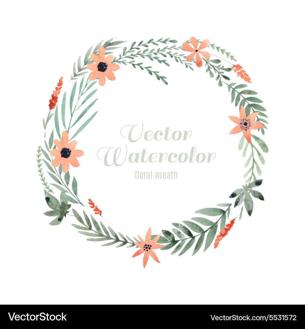 Watercolor flower frame Royalty Free Vector Image