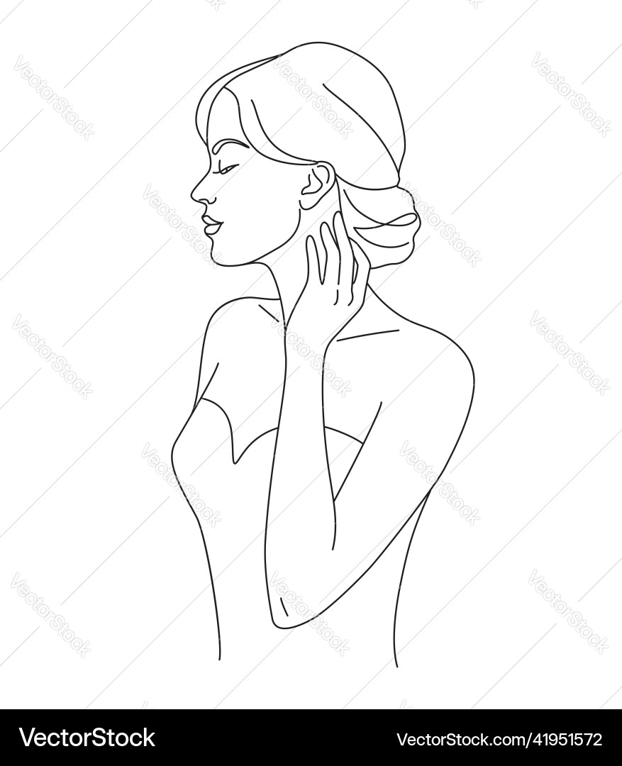 Woman profile line art Royalty Free Vector Image