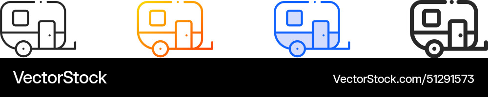 Camper iconthin linear gradient blue stroke Vector Image