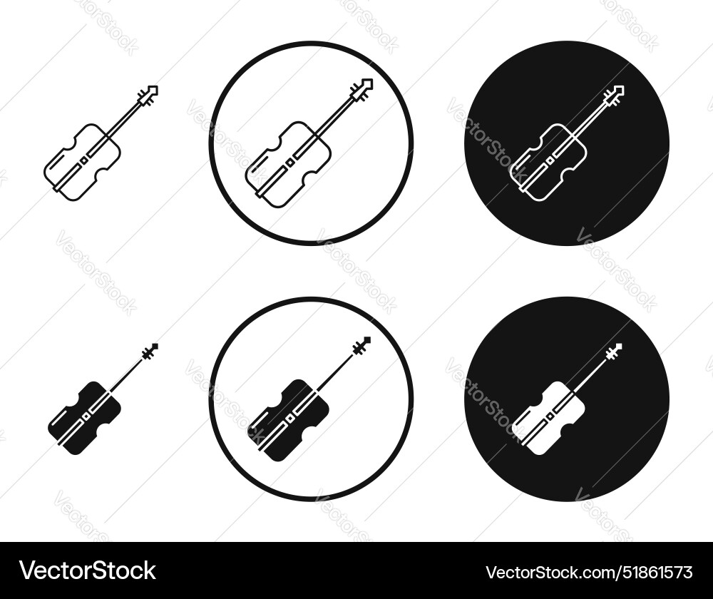 Cello icon set in black and white outlines Vector Image