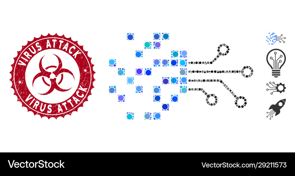 Collage digital circuit transformation icon Vector Image
