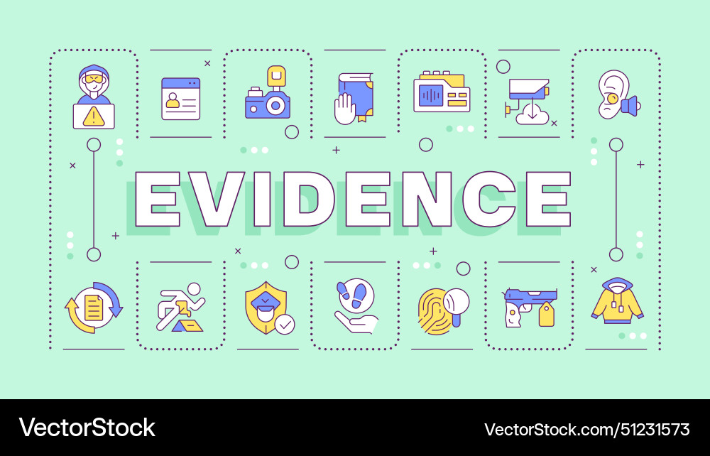 Evidence turquoise word concept Royalty Free Vector Image