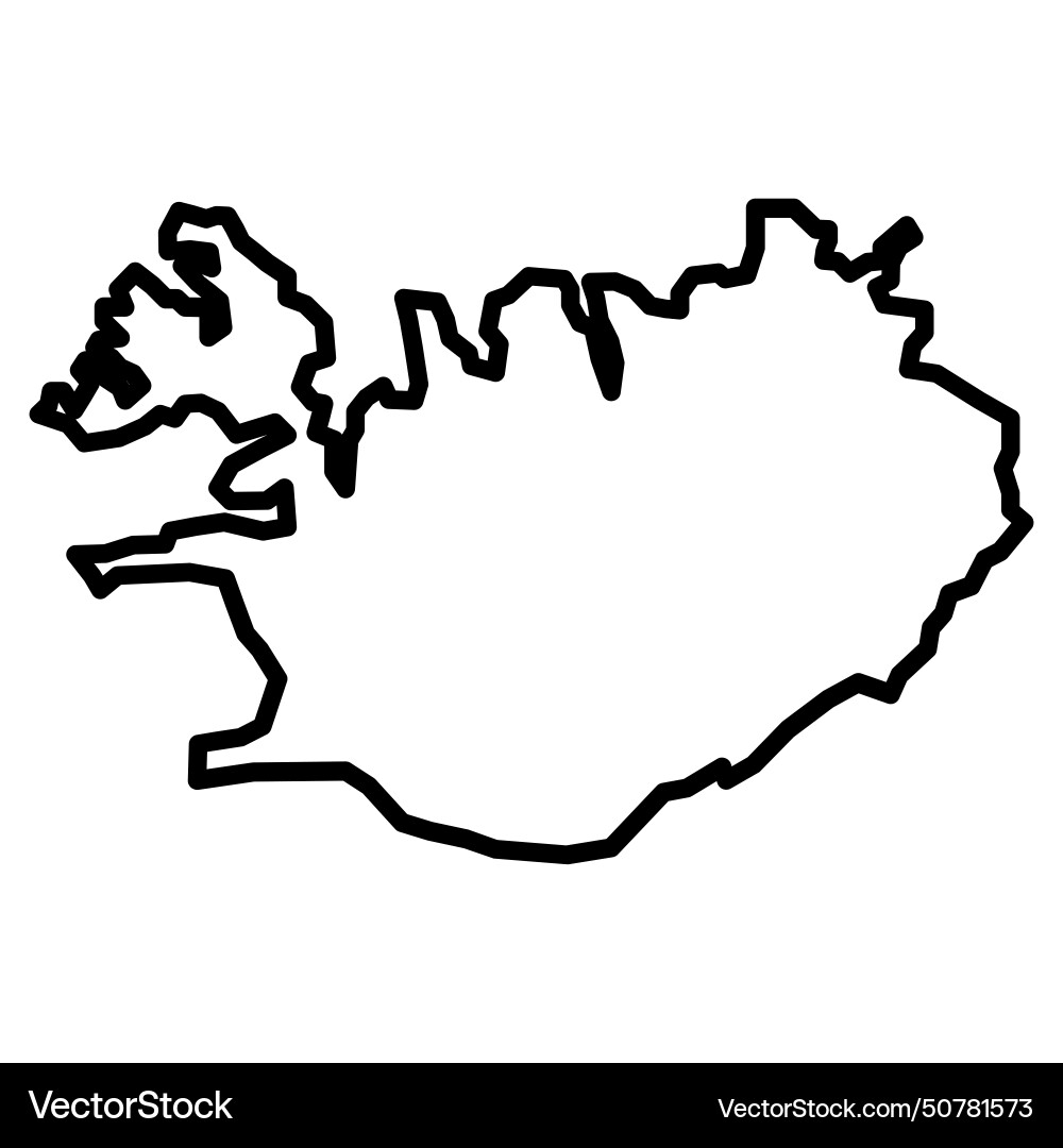 Iceland outline map on white background Royalty Free Vector