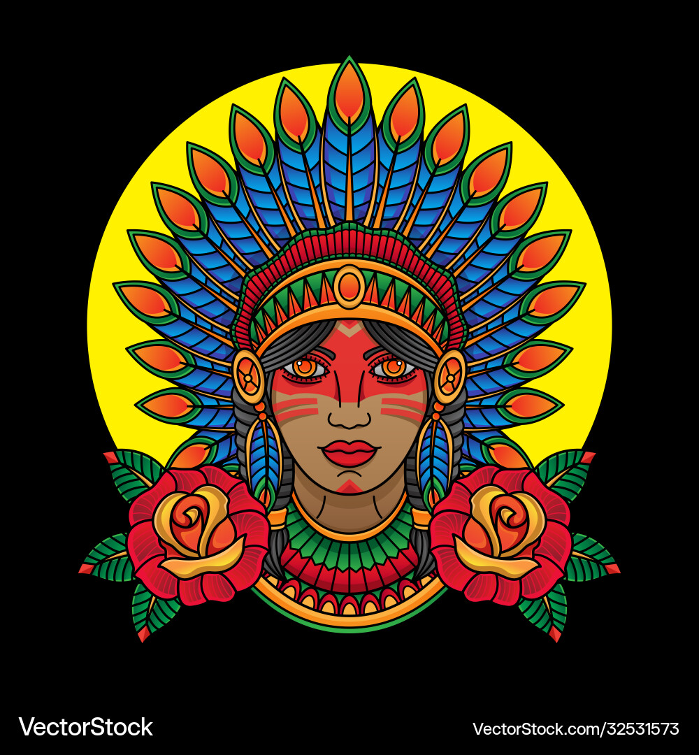 Indian apache girl Royalty Free Vector Image - VectorStock