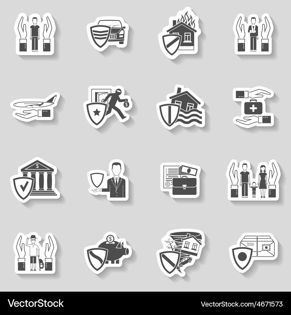 Insurance sticker set Royalty Free Vector Image