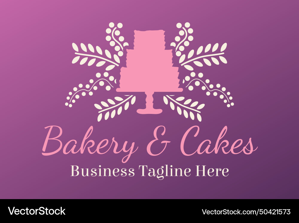 Pink bakery and cakes nice logo design Royalty Free Vector