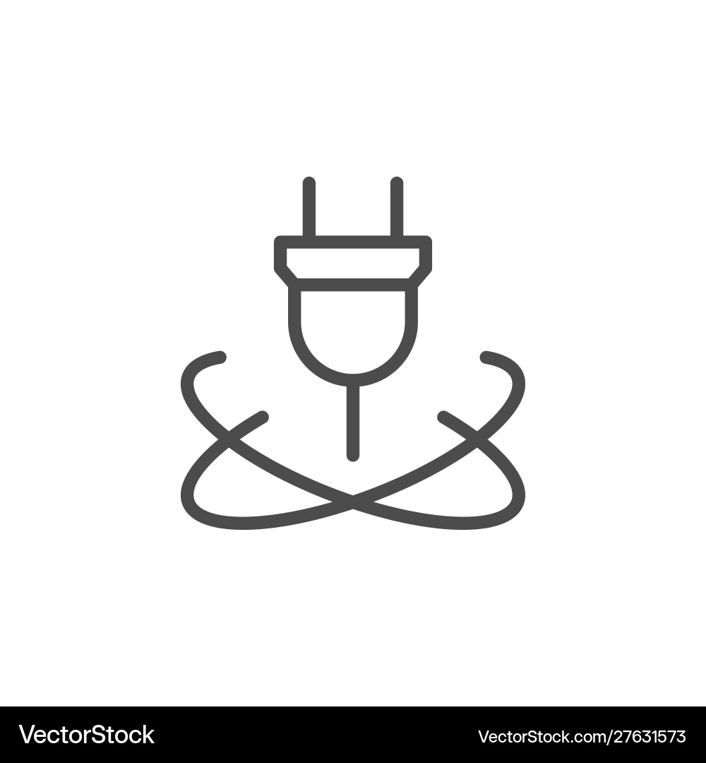 Plug charging line outline icon Royalty Free Vector Image