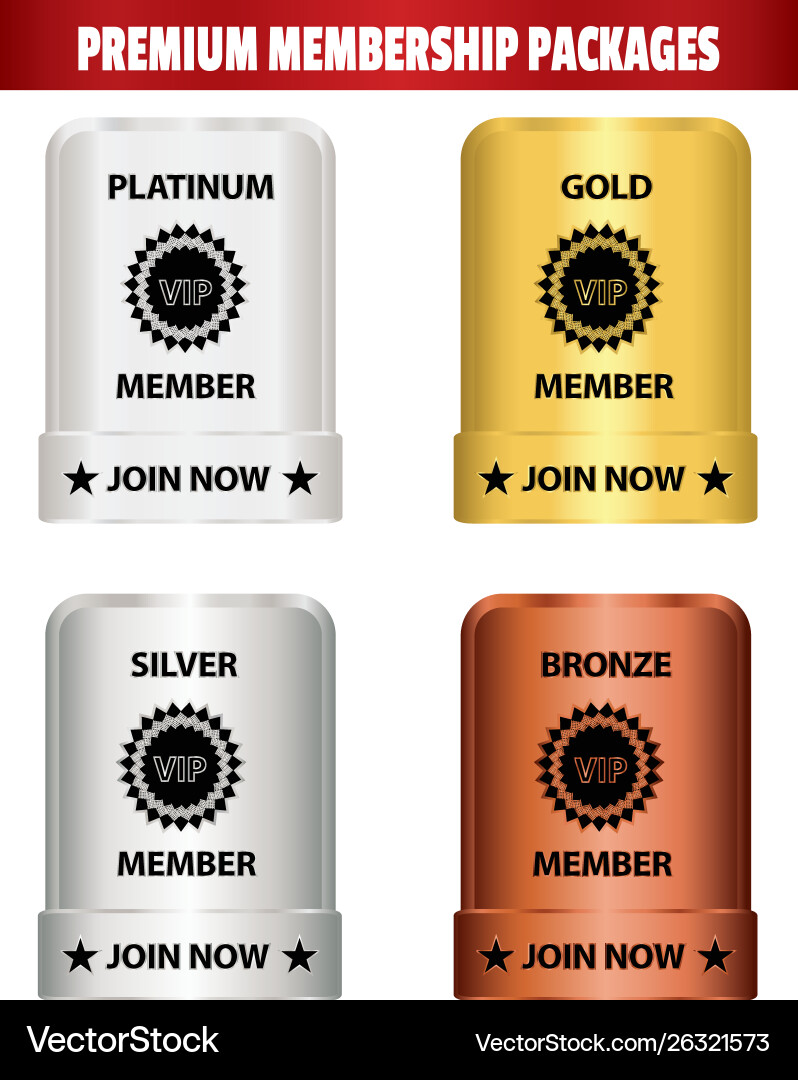 Premium membership packages Royalty Free Vector Image