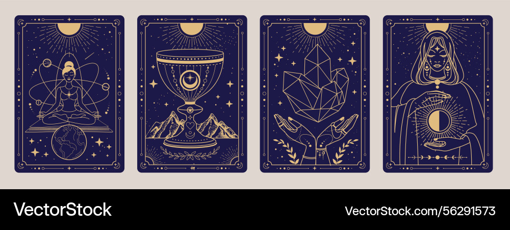 Set of modern magic witchcraft cards Royalty Free Vector