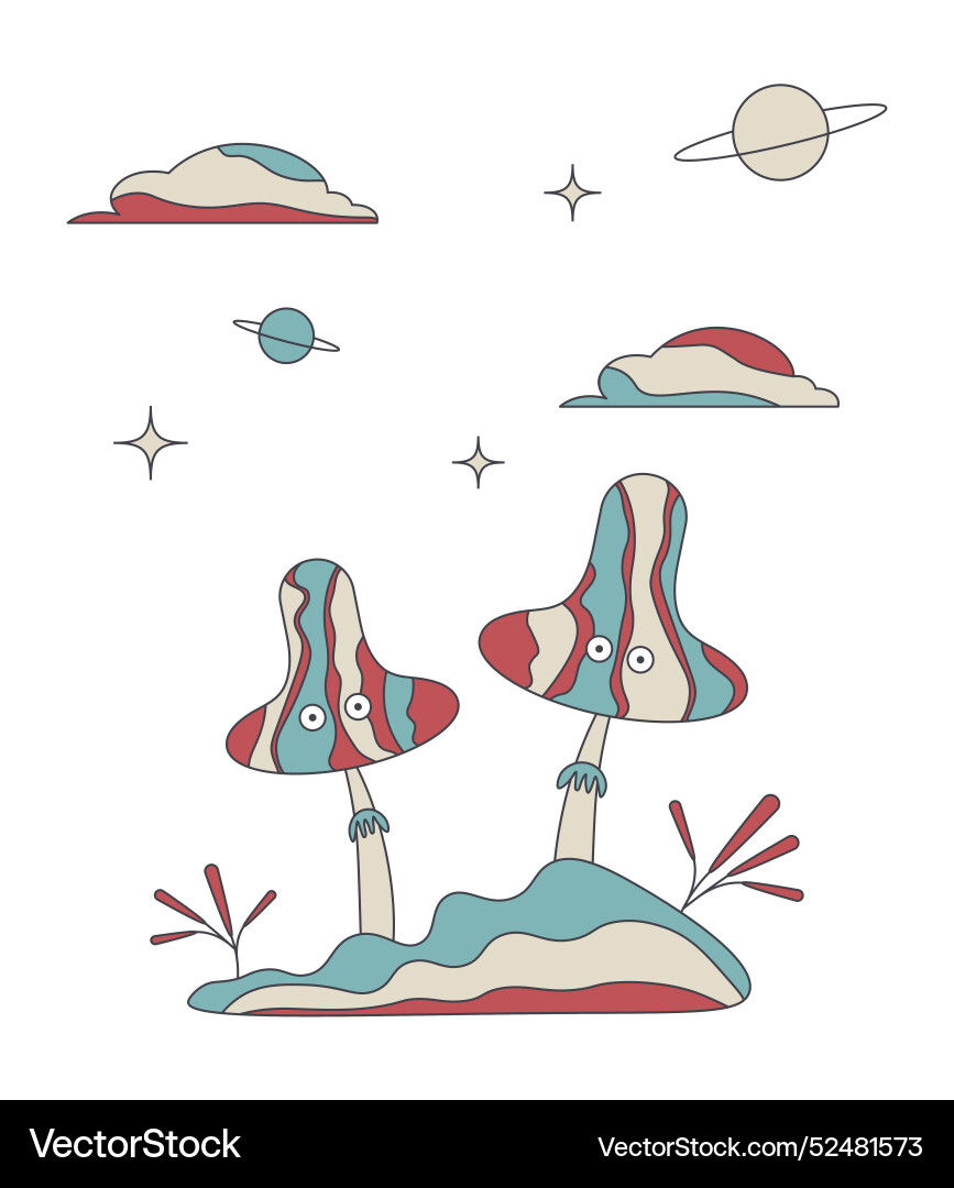 Trippy psychedelic vintage surrealism elements Vector Image