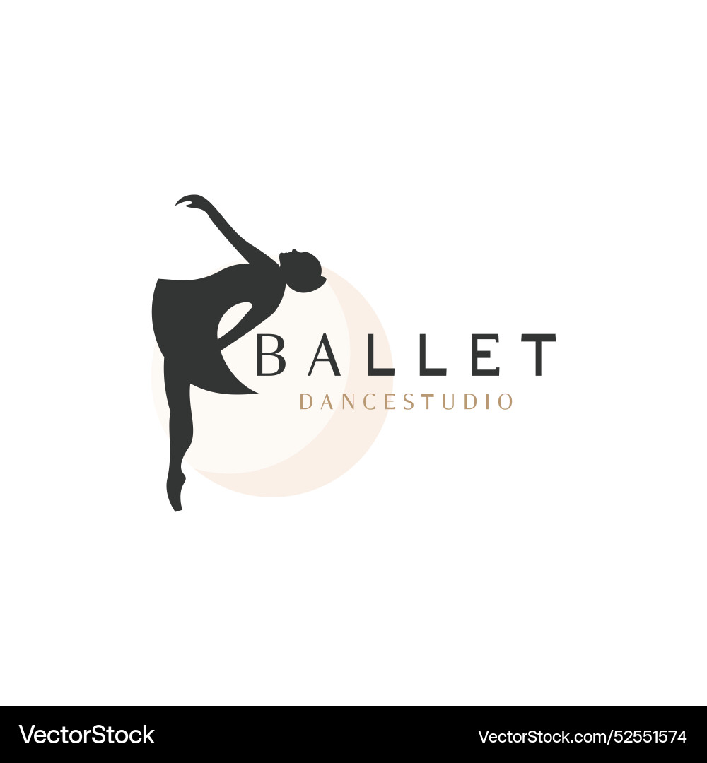 Ballet dance studio logo design silhouette Vector Image