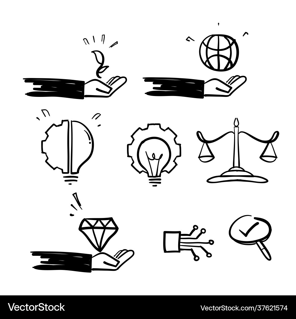 Hand drawn doodle concept business core values Vector Image