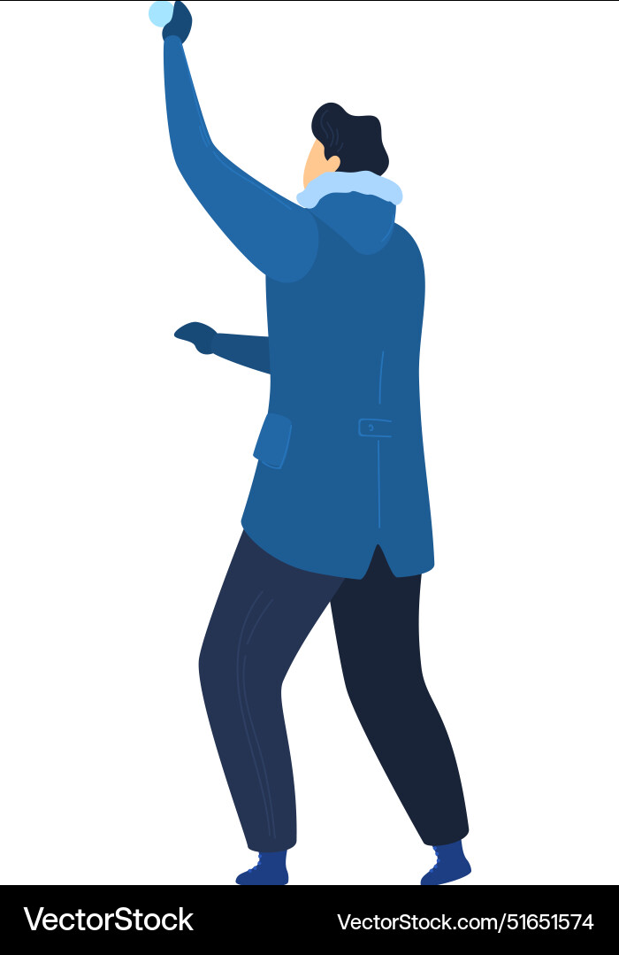 Man throwing snowball during winter activity Vector Image