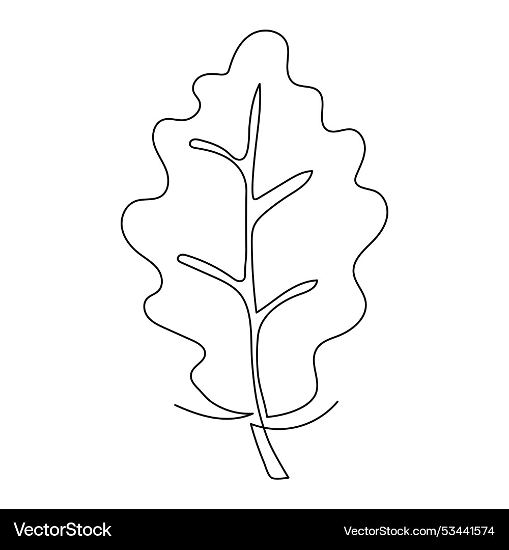 Eine Linie Kunst Herbst Eichenblatt einfach durchgehend
