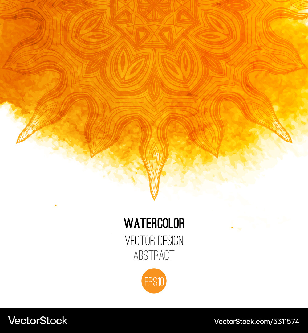 Orange Aquarell Bürste mit Muster - rund Vektorbild