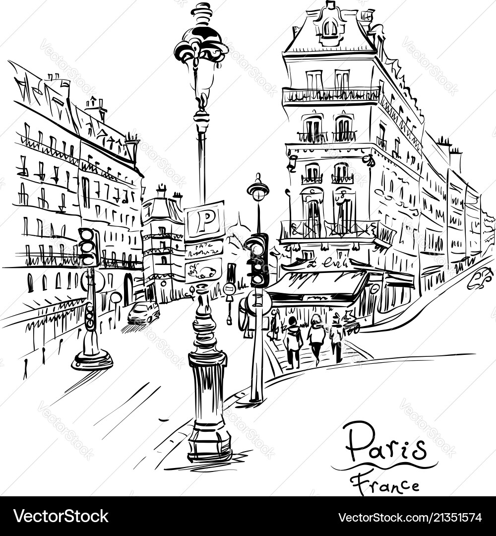 Paris Streetscape Royalty Free Vector Image - VectorStock