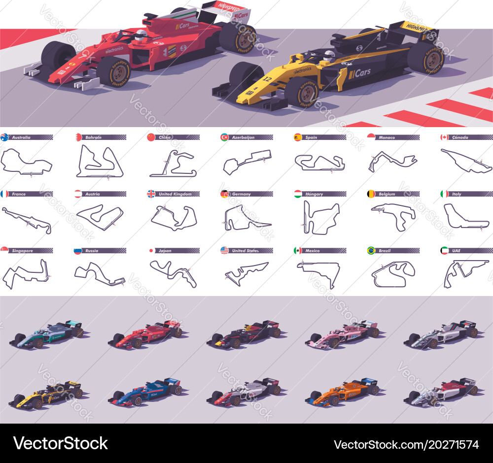 Racing tracks and cars Royalty Free Vector Image