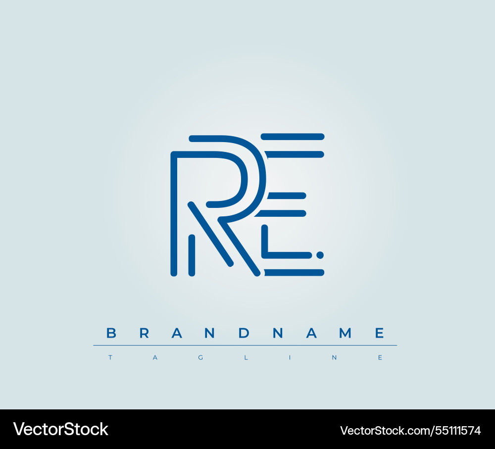 Re technology letter logo template Royalty Free Vector Image