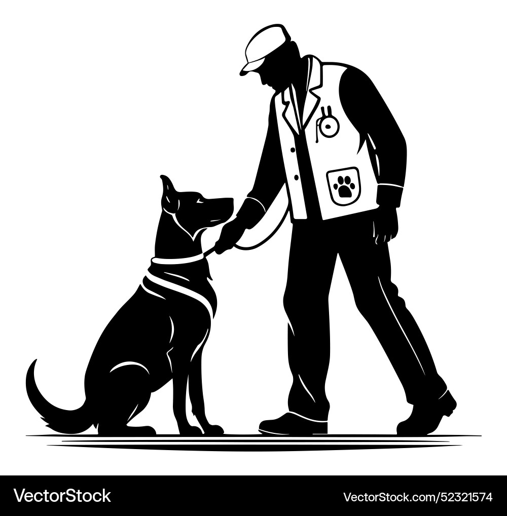 Service dog together with its handler Royalty Free Vector