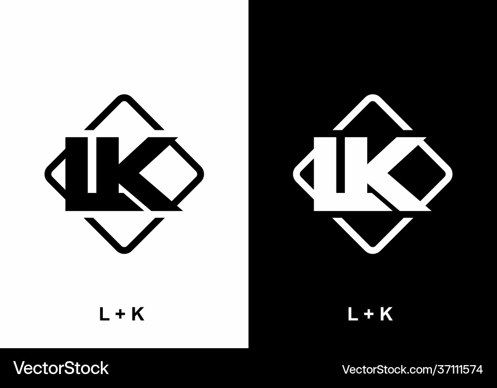 Unique shape lk initial letter Royalty Free Vector Image