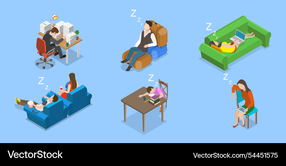 3d isometric flat of exhausted Royalty Free Vector Image