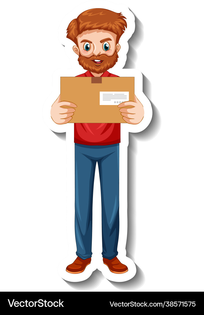 A sticker template with delivery man in uniform Vector Image
