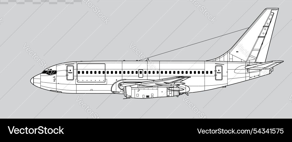 Boeing 737-200 Side View Royalty Free Vector Image