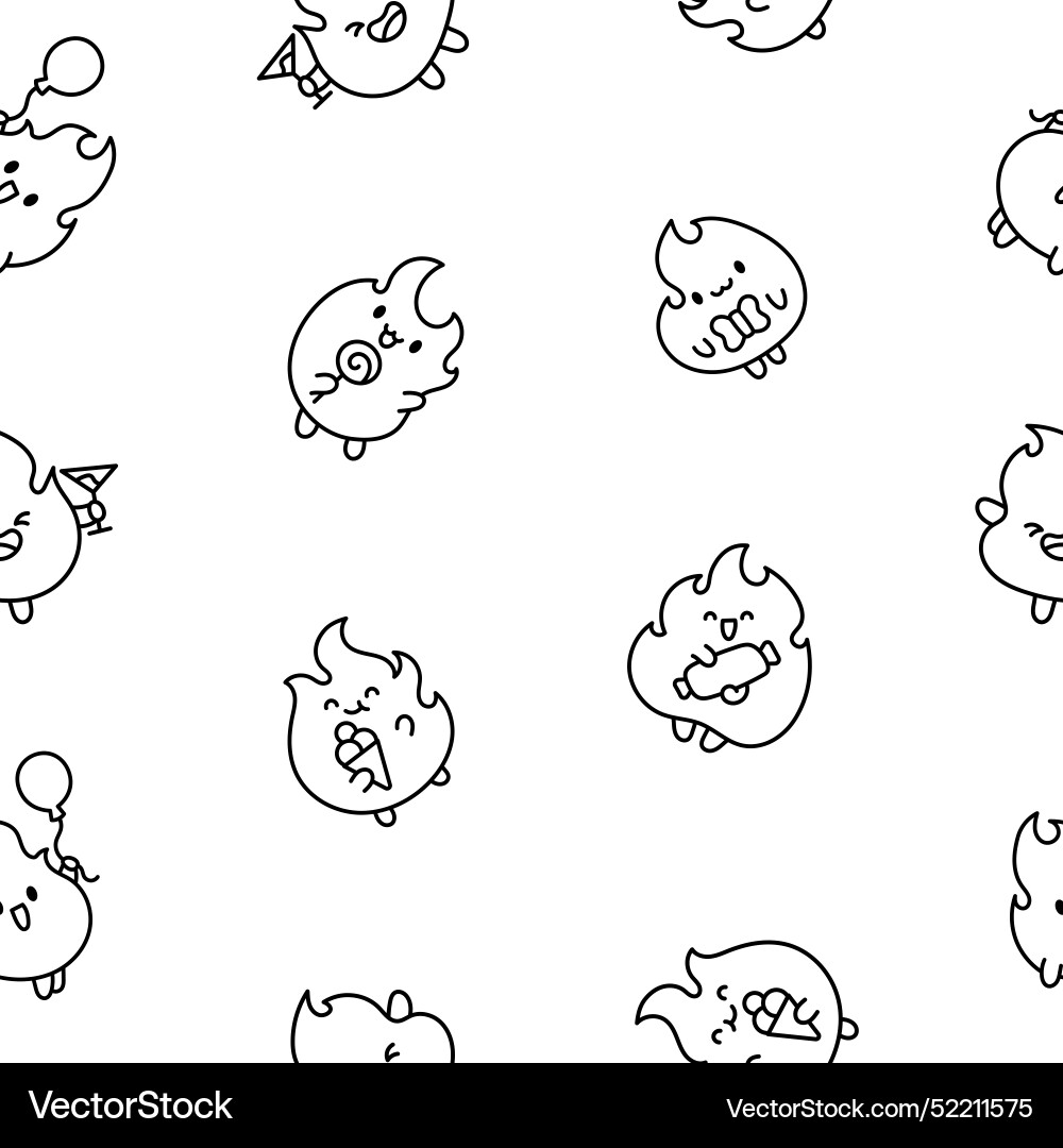 Cute kawaii fire character coloring page Vector Image
