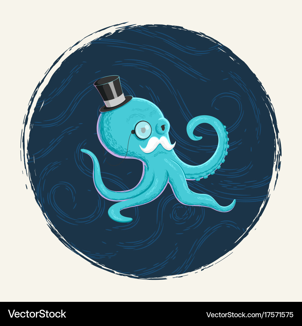 Dapper Octopus Character Royalty Free Vector Image