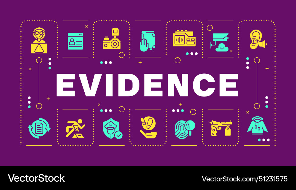 Evidence purple word concept Royalty Free Vector Image