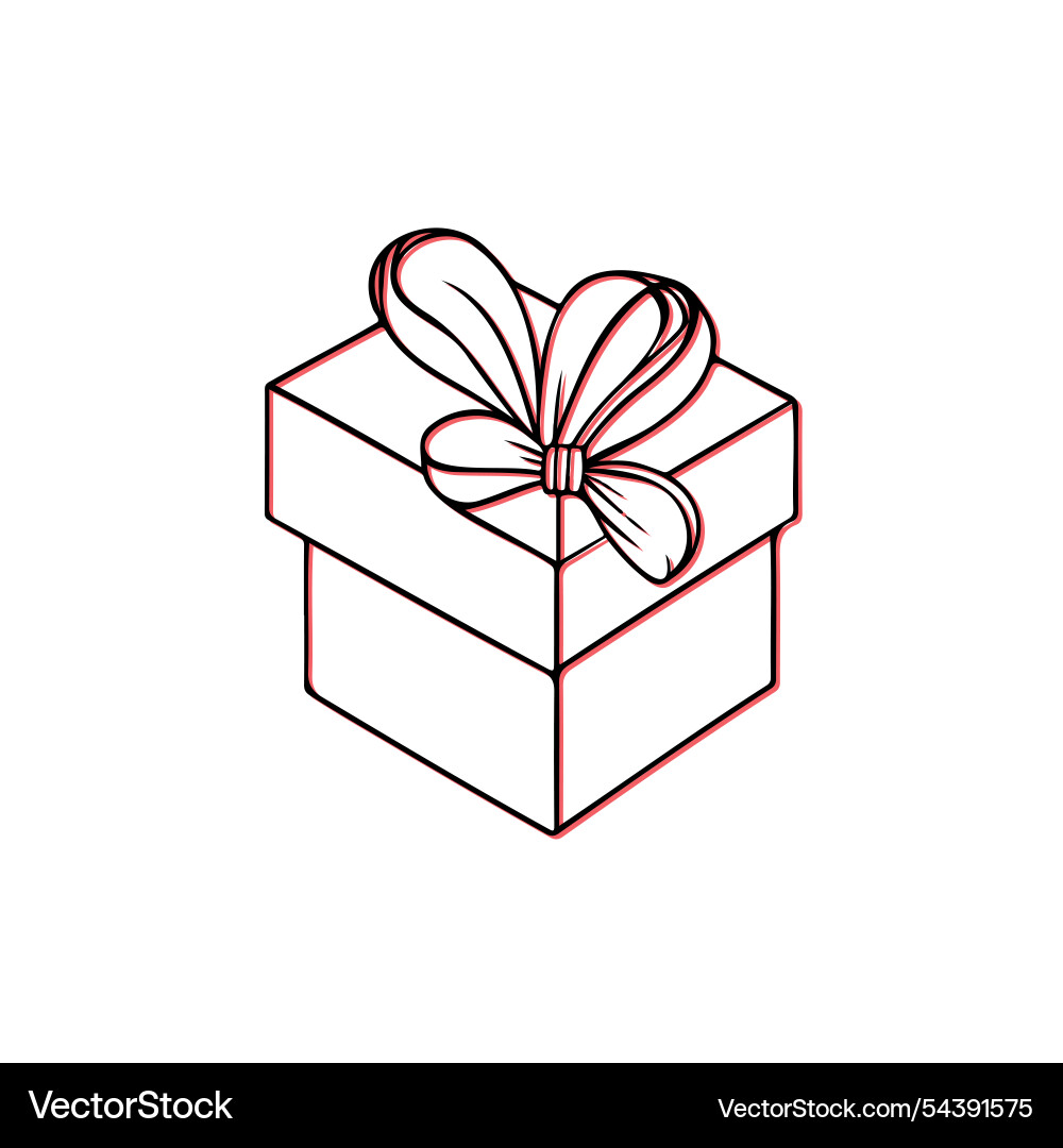 Gift box with ribbon outline concept Royalty Free Vector