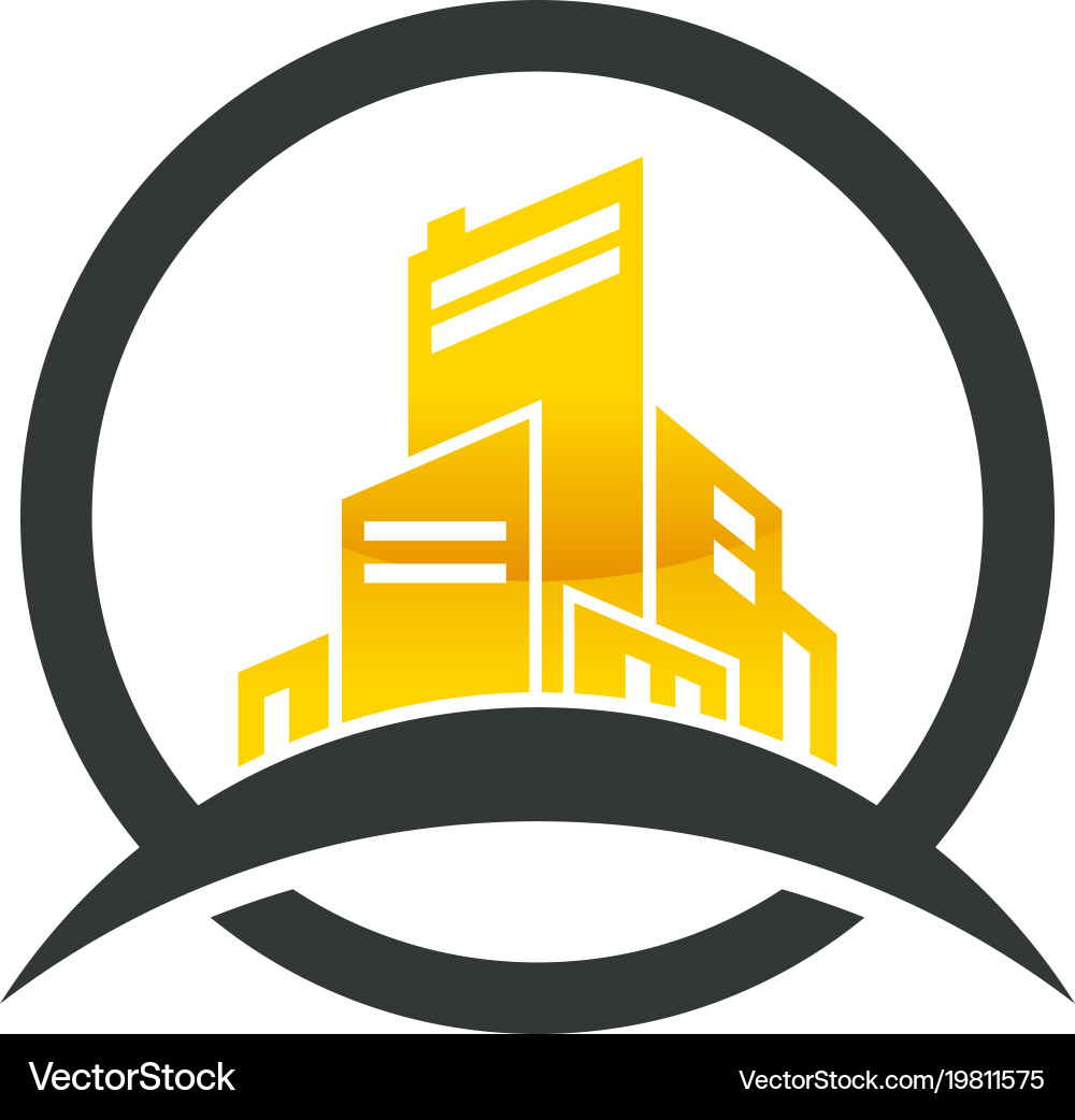 Gold modern building icons Royalty Free Vector Image