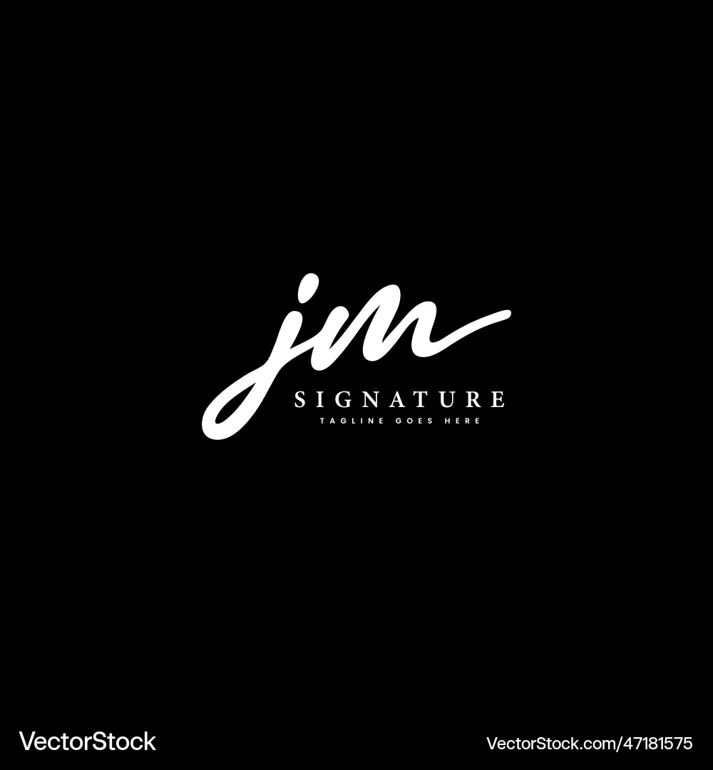 J m jm initial letter handwritten signature logo Vector Image