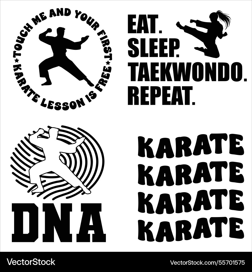 Karate typography t-shirt design pack Royalty Free Vector