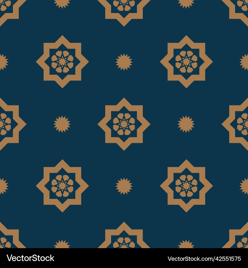 Moroccan mosque pattern in gold and blue color Vector Image