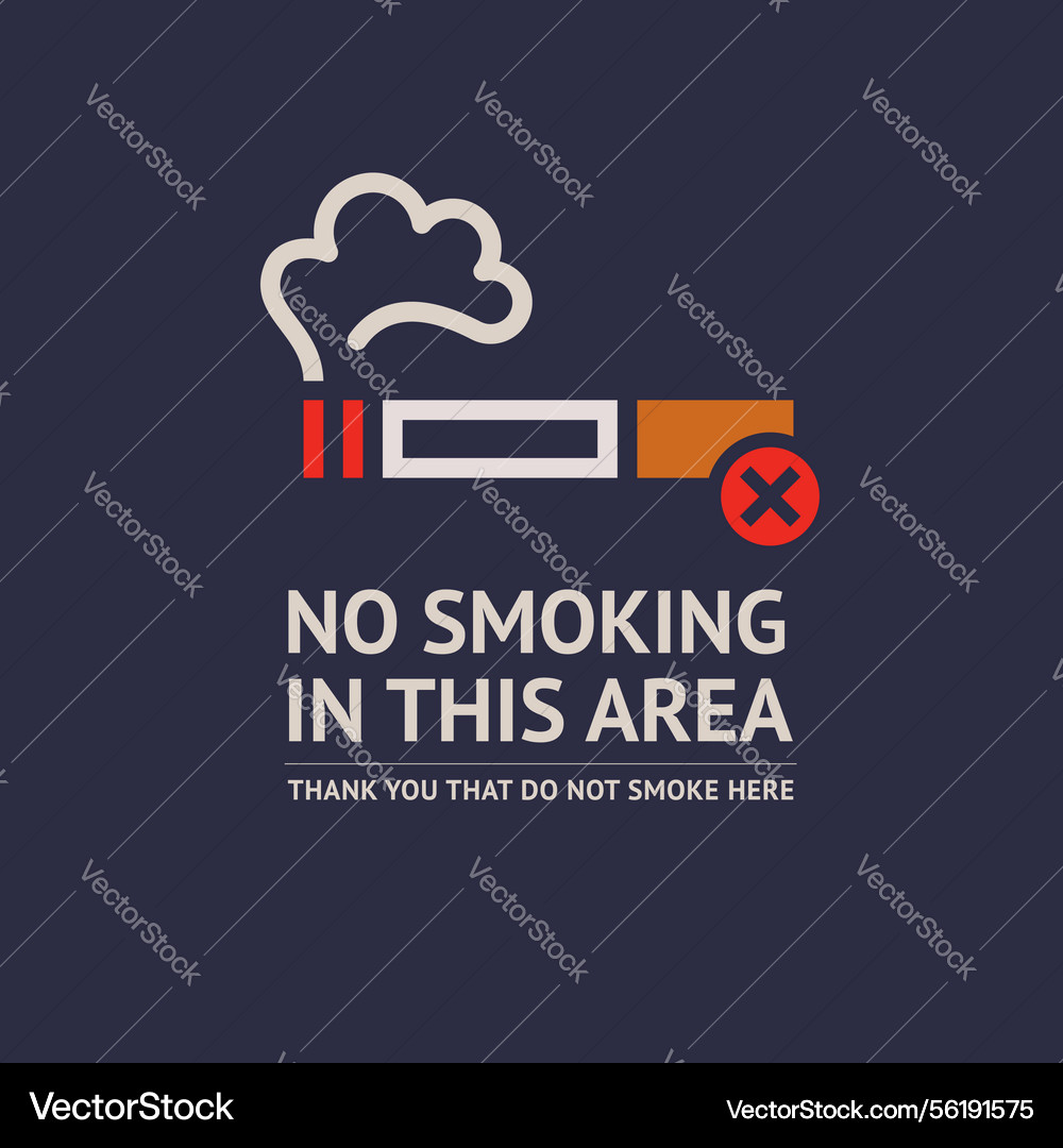No smoking sticker label in this area Royalty Free Vector
