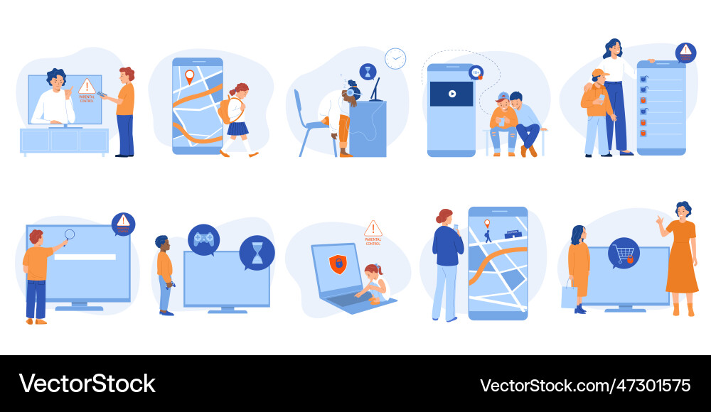 Parental control set Royalty Free Vector Image