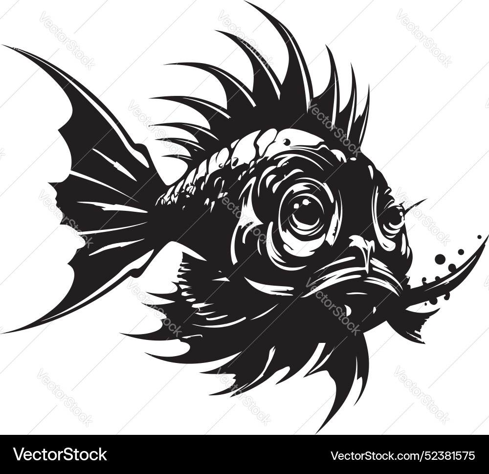 Vicious vortex evil angular fish icon Royalty Free Vector