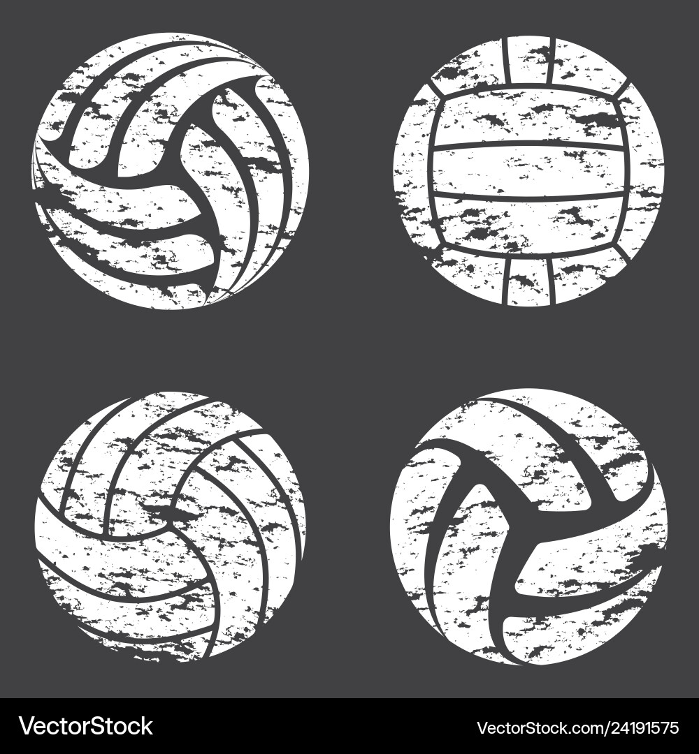 Volleyball grunge set Royalty Free Vector Image
