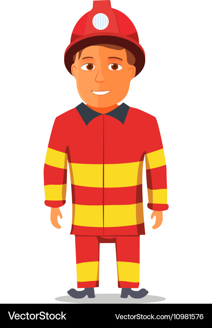 Cartoon firefighter character isolated on white Vector Image